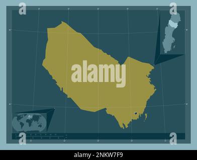 Vasterbotten, county of Sweden. Solid color shape. Locations and names ...