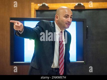 Orange County prosecutor, Ebrahim Baytieh displays the boat during ...