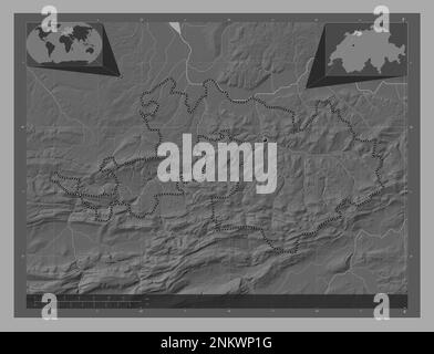 Basel-Landschaft, canton of Switzerland. Bilevel elevation map with ...