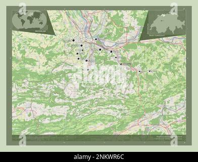 Basel-Landschaft, canton of Switzerland. Open Street Map. Locations of ...