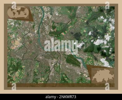 Basel-Stadt, canton of Switzerland. Low resolution satellite map Stock ...
