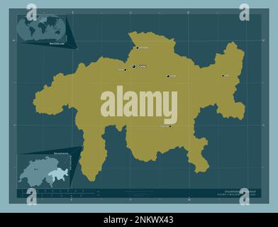 Shape of Graubünden, canton of Switzerland, with its capital isolated ...