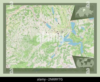 Luzern, canton of Switzerland. Open Street Map. Corner auxiliary ...