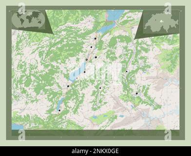 Obwalden, canton of Switzerland. Open Street Map. Corner auxiliary ...