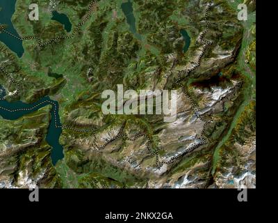 Schwyz, canton of Switzerland. Low resolution satellite map. Locations ...