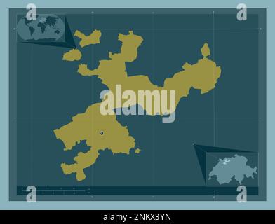 Solothurn, canton of Switzerland. Solid color shape. Locations and ...