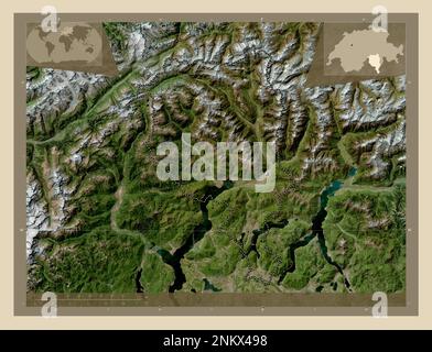 Ticino, canton of Switzerland. High resolution satellite map. Locations ...