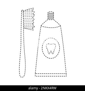 Black and white dental care maze for children. Preschool medical ...