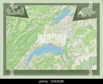 Vaud, canton of Switzerland. Open Street Map. Locations and names of ...