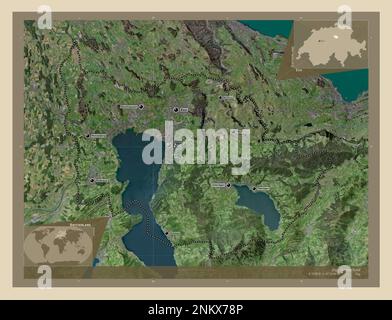 Zug, canton of Switzerland. High resolution satellite map Stock Photo ...