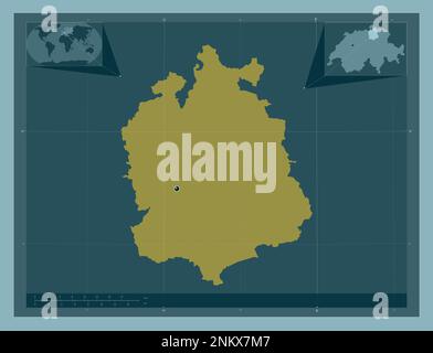 Zurich, canton of Switzerland. Solid color shape. Locations and names ...
