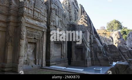Rear View of Masroor Temples or Rock-cut Temples at Masrur with Small ...