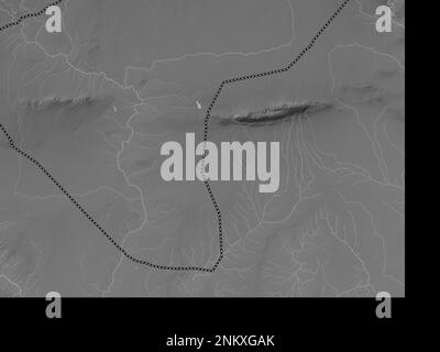 Al Hasakah, province of Syria. Grayscale elevation map with lakes and ...