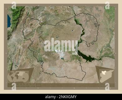 Aleppo, province of Syria. High resolution satellite map. Locations and ...