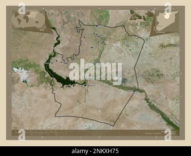 Map of Al-Raqqah, Syria, satellite view map in 3d . Black and white ...