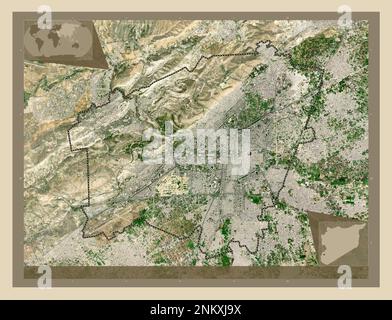 Damascus, province of Syria. High resolution satellite map. Locations ...