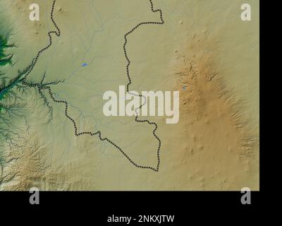 Dar`a, province of Syria. Colored elevation map with lakes and rivers ...