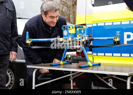 Waidhaus, Germany. 24th Feb, 2023. Minister President Markus Söder (2nd ...