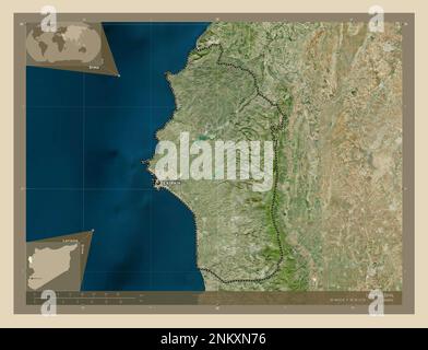 Lattakia, province of Syria. High resolution satellite map. Corner ...