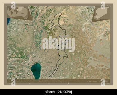 Quneitra, province of Syria. High resolution satellite map. Locations ...