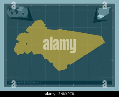 Rif Dimashq, province of Syria. Solid color shape. Locations and names ...