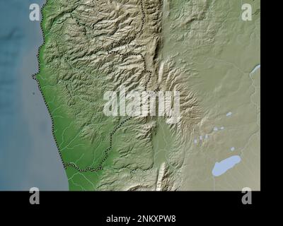 Tartus, province of Syria. Colored elevation map with lakes and rivers ...
