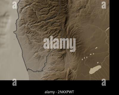 Tartus, province of Syria. Colored elevation map with lakes and rivers ...