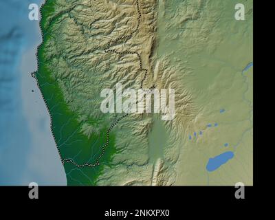 Tartus, province of Syria. Colored elevation map with lakes and rivers ...