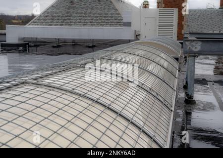 Barrel vault skylight screen fall protection guard installed on a ...