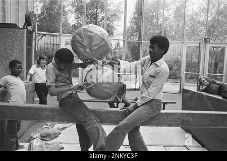 Activities for youth in Amsterdam at the RAI complex, boxing. Two youth ...