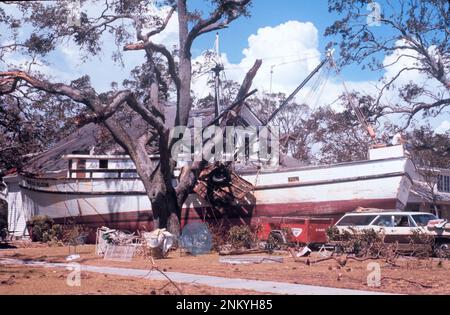 The aftermath of Hurricane Camille. Large ships were no match for ...