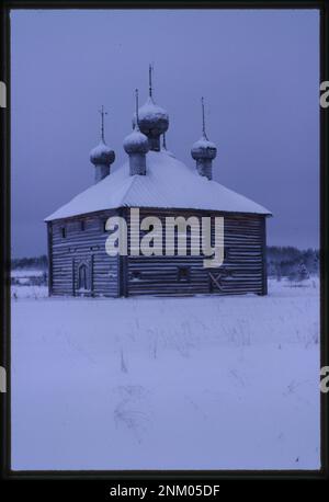 Log Church of the Transfiguration (1679, 1717), southeast view, Izhma ...