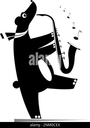 Funny bear a saxophonist isolated illustration. Cartoon bear is playing ...