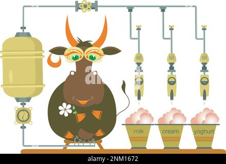 Vector cartoon illustration of a farm producing organic and healthy ...