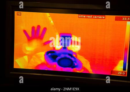 Infrared image picture taken by an infra red thermal imaging video ...