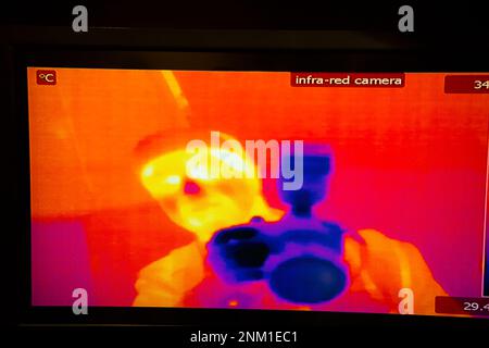 Infrared image picture taken by an infra red thermal imaging video ...
