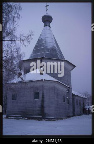 The Log Church of the Epiphany, built in 1787 in Oshevensk, Russia, is ...
