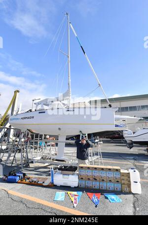 83-year-old Japanese adventurer Kenichi Horie unveils a yacht named ...