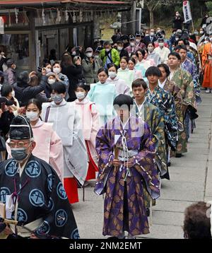 New adults wearing an anceint costume parade before attending Genpuku ...