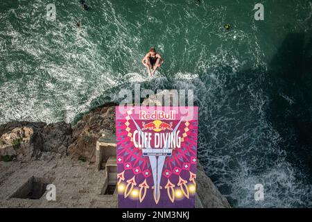 Molly Carlson of Canada dives during the round 3 of Women's 20 meter ...