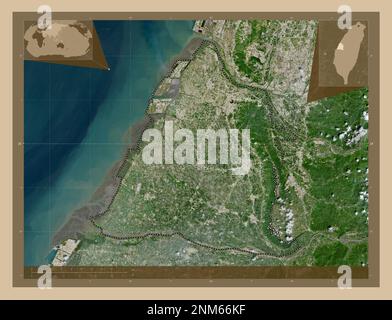 Changhua, county of Taiwan. Low resolution satellite map Stock Photo ...