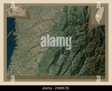 Chiayi, county of Taiwan. High resolution satellite map. Locations and ...