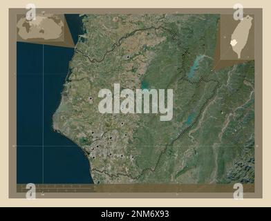 Tainan, special municipality of Taiwan. High resolution satellite map ...