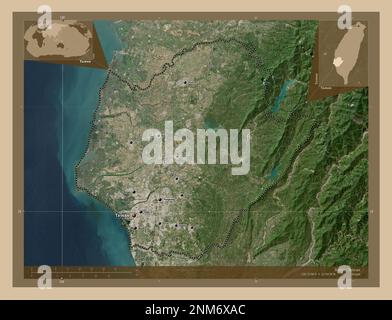 Tainan, special municipality of Taiwan. Low resolution satellite map ...