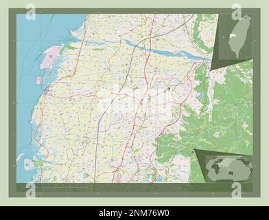 Yulin, county of Taiwan. Open Street Map. Locations of major cities of ...