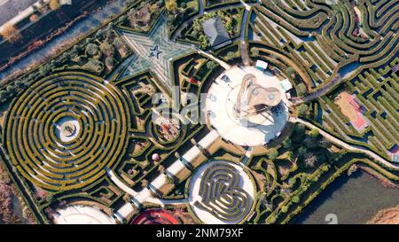 An aerial view of a theme park of mazes in Dafeng district of Yancheng ...