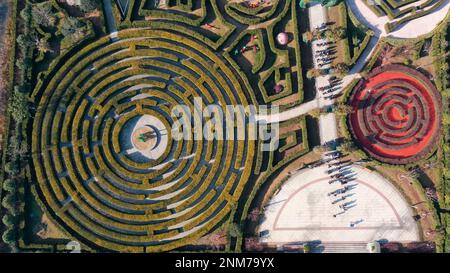 An aerial view of a theme park of mazes in Dafeng district of Yancheng ...