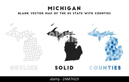 Michigan state map. US state map. Michigan silhouette symbol. Vector ...