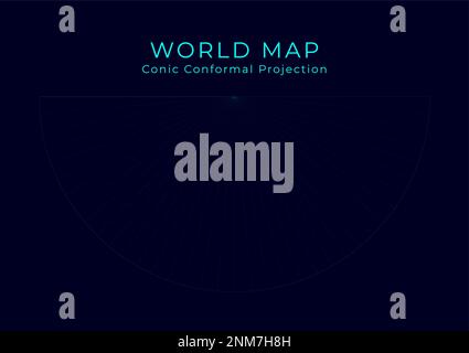 Vector world map. Lambert conformal conic projection. Plain world ...