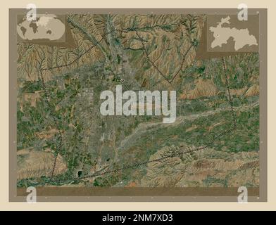 Dushanbe, region of Tajikistan. High resolution satellite map Stock ...